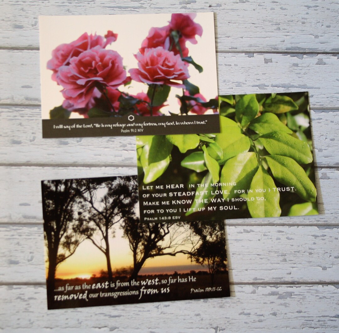 Set X6 Psalms Bible Verse Postcard Faith Quote Postcards Thinking of You Christian Thank You ...