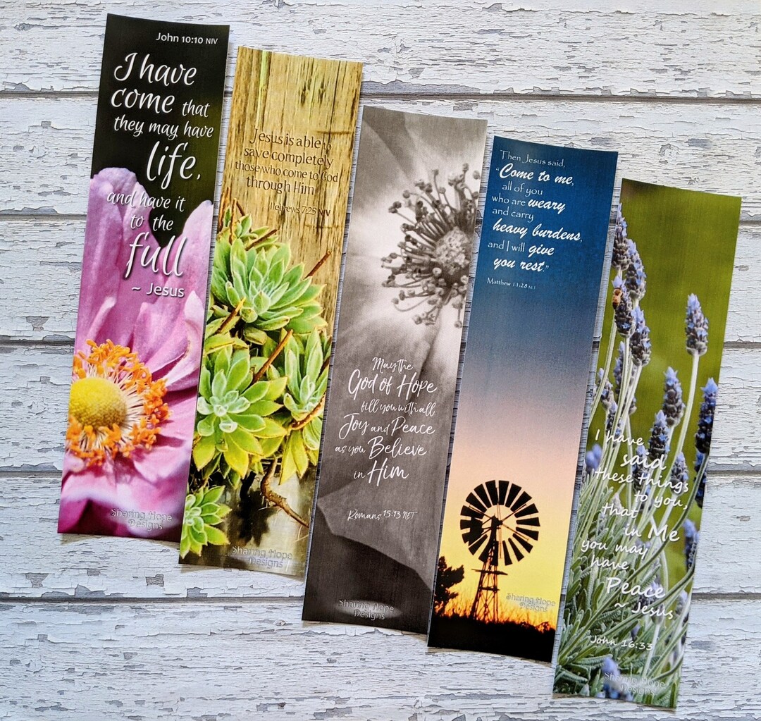 DISCOUNT: Bible Verse Floral Bookmark Set X5, Scripture Memory Aid Page ...
