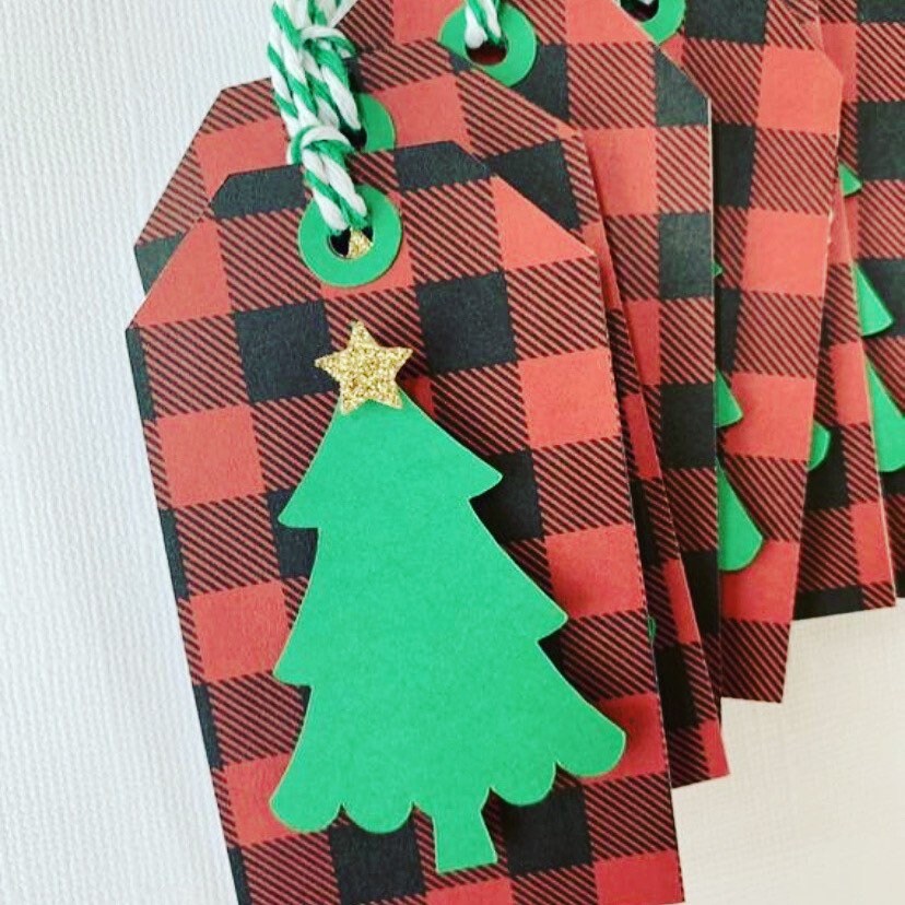 Buffalo Check Christmas Tree Gift Tags - Etsy