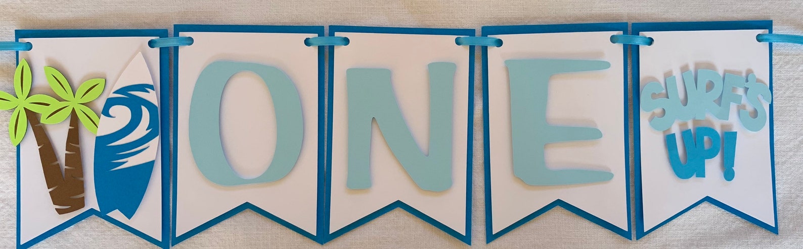 Tropical beach and surf board Happy Birthday Banner | Etsy