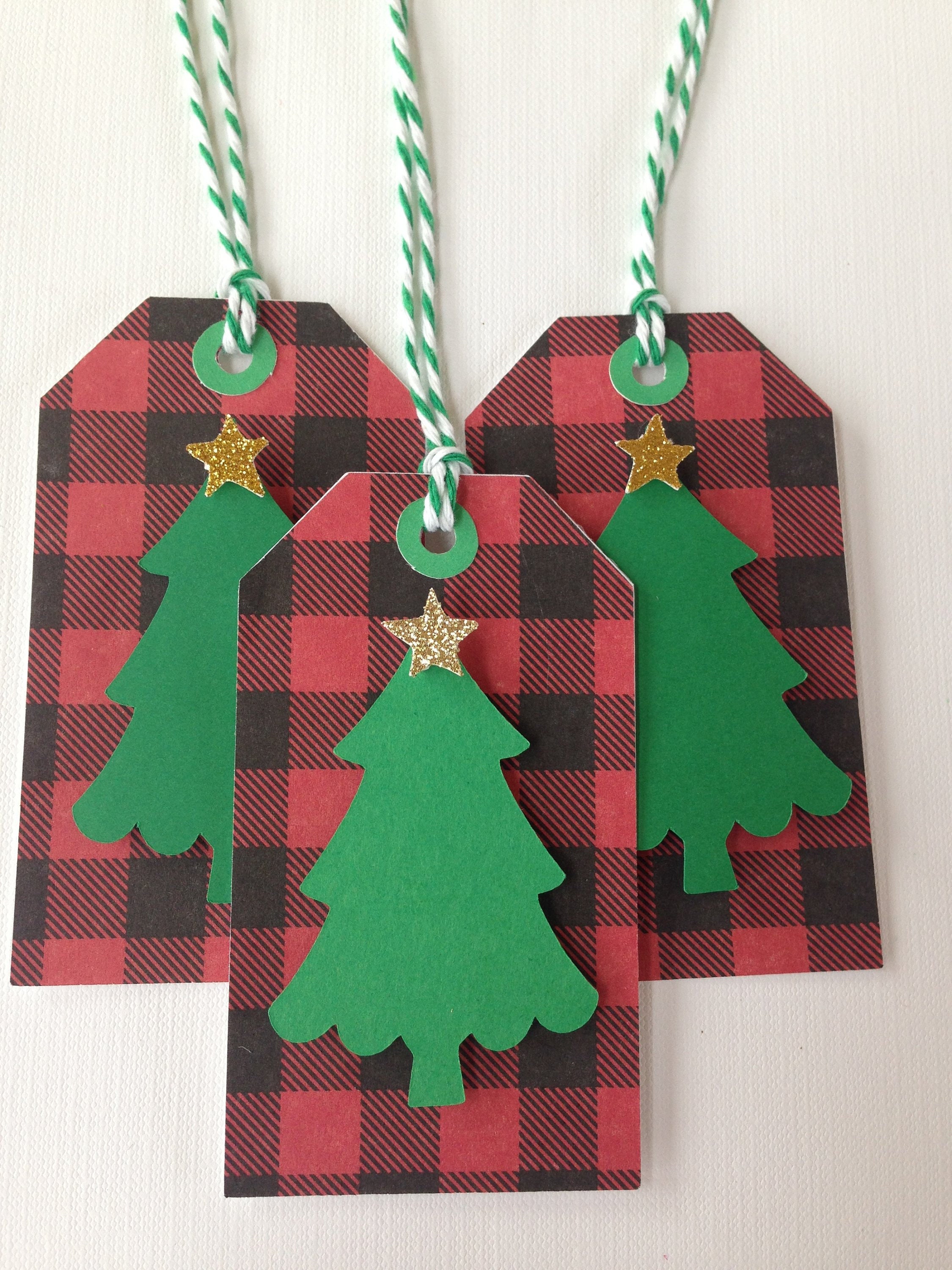 Buffalo Check Christmas Tree Gift Tags - Etsy