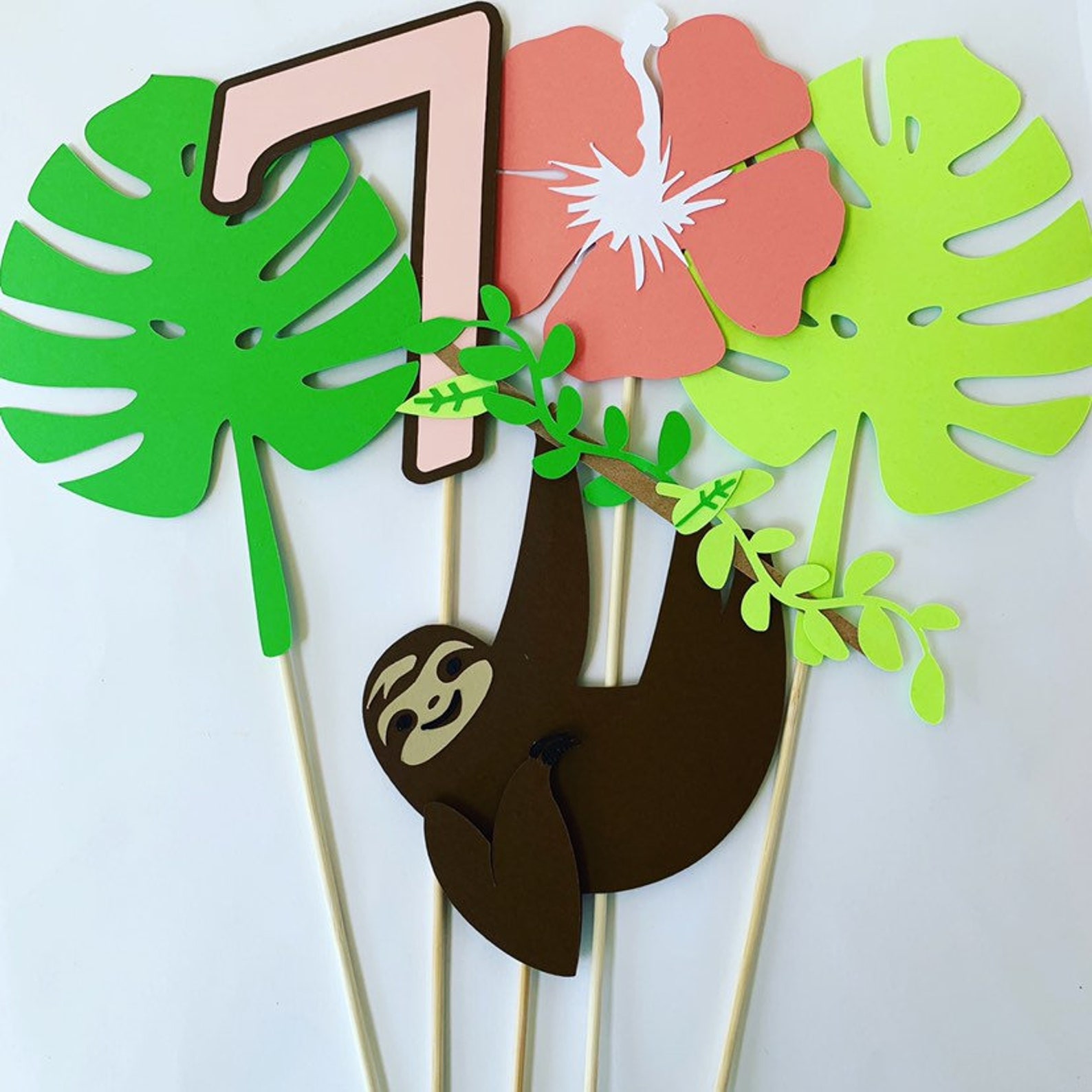 Sloth/jungle centerpiece sticks | Etsy