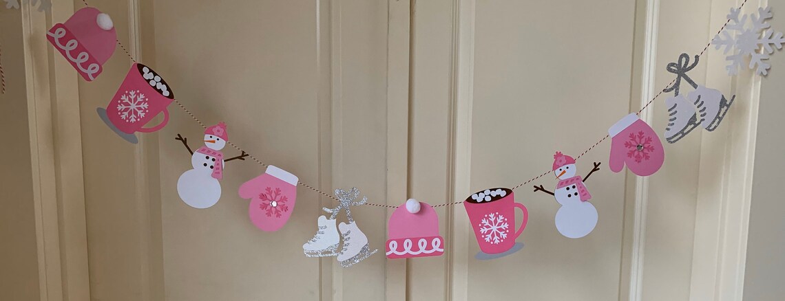 Winter Garland With Snowman, Ice Skates, Hot Chocolate, Mittens ...