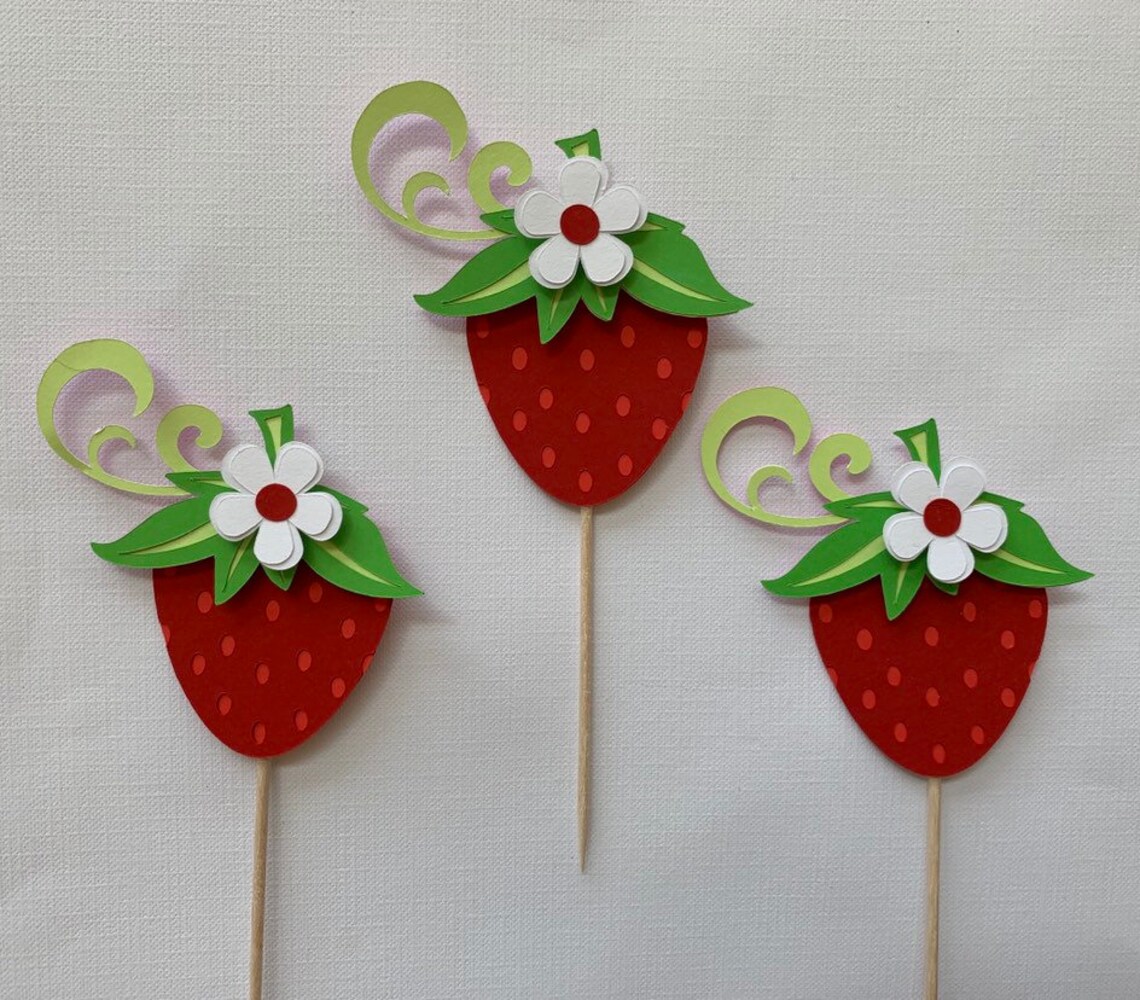Strawberry Cupcake Toppers | Etsy