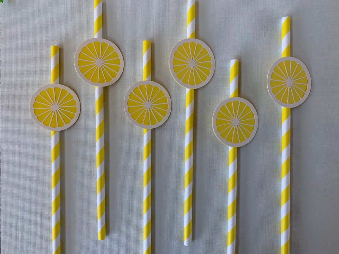 Lemon and lime citrus slice paper straws | Etsy