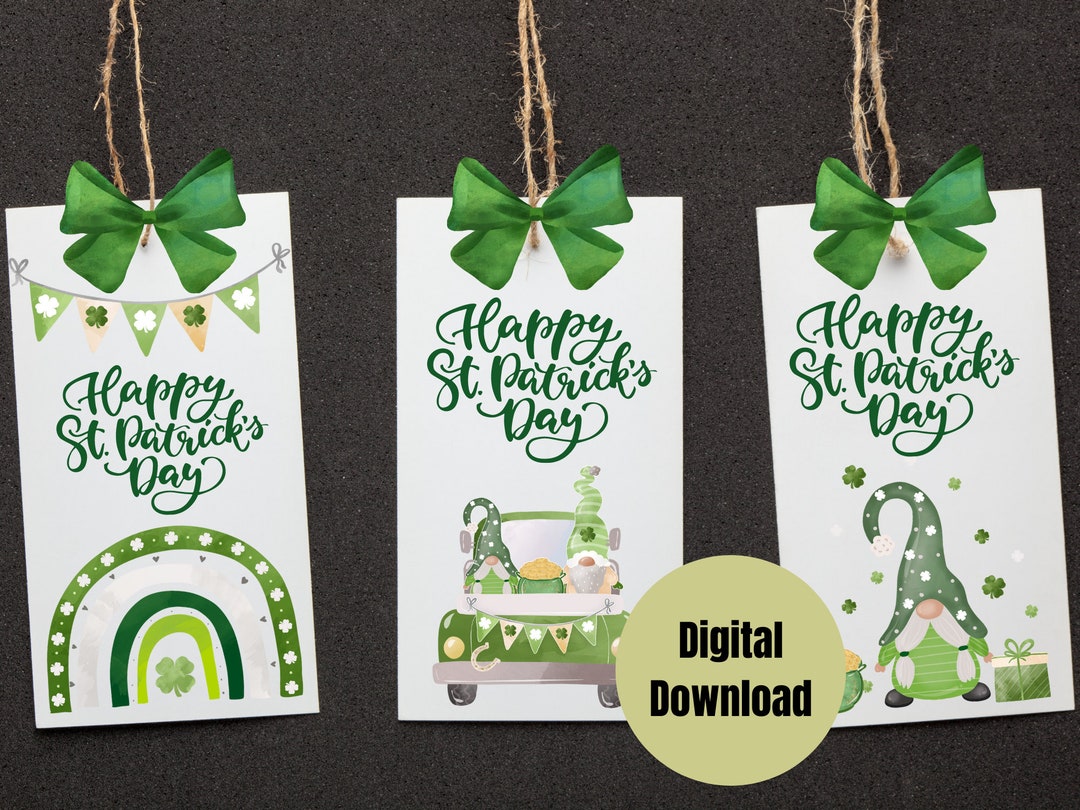 St. Patrick's Day Printable Gift Tags, Gnome Gift Tag, St. Patty's Day ...