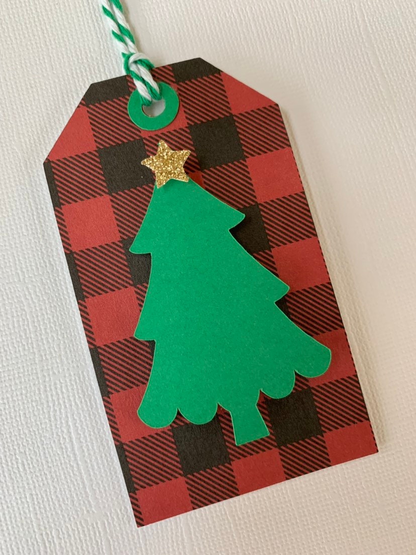 Buffalo Check Christmas Tree Gift Tags - Etsy