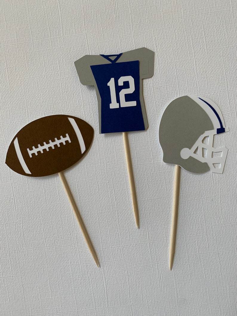 Football Cupcake Toppers With Custom Jersey Number. - Etsy