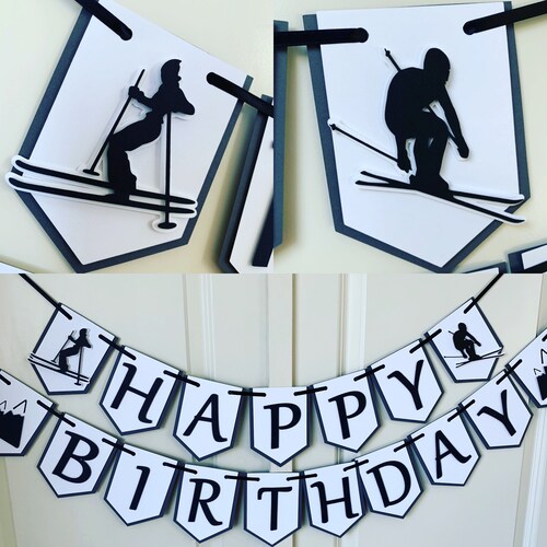 Skiing Birthday Banner Personalized Skiing Birthday Garland - Etsy