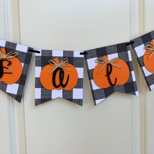 Black and White Buffalo Plaid Fall Pumpkin Banner - Etsy