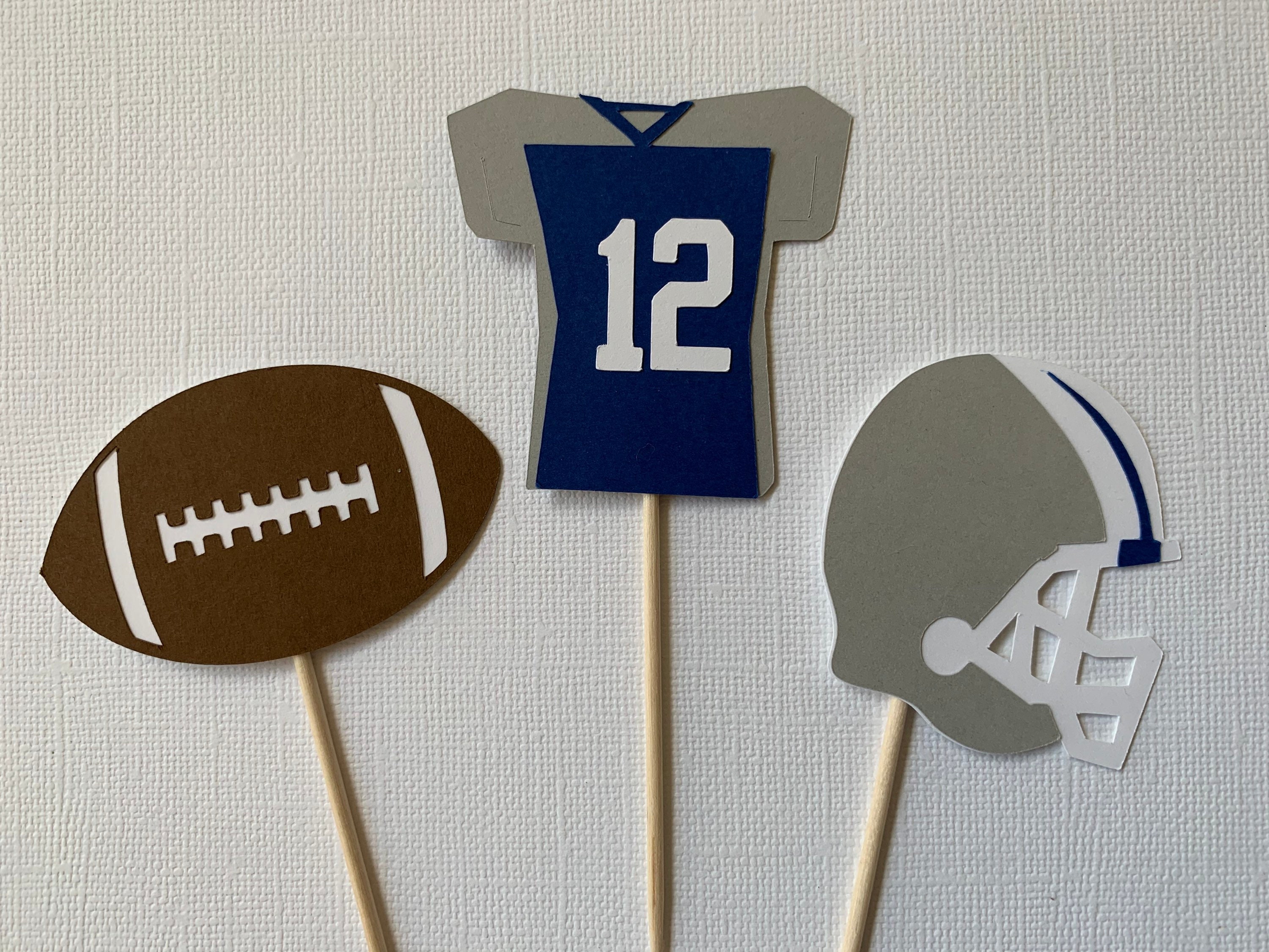 Football Cupcake Toppers With Custom Jersey Number. - Etsy