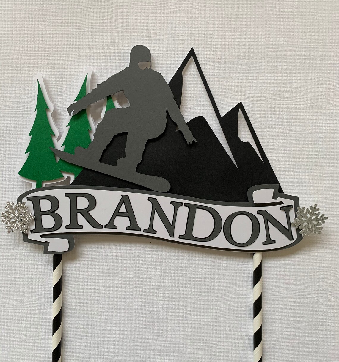 Snowboard Cake Topper With Personalized Name. | Etsy