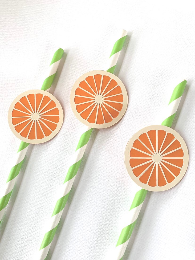 Orange Slice Citrus Party Straws - Etsy