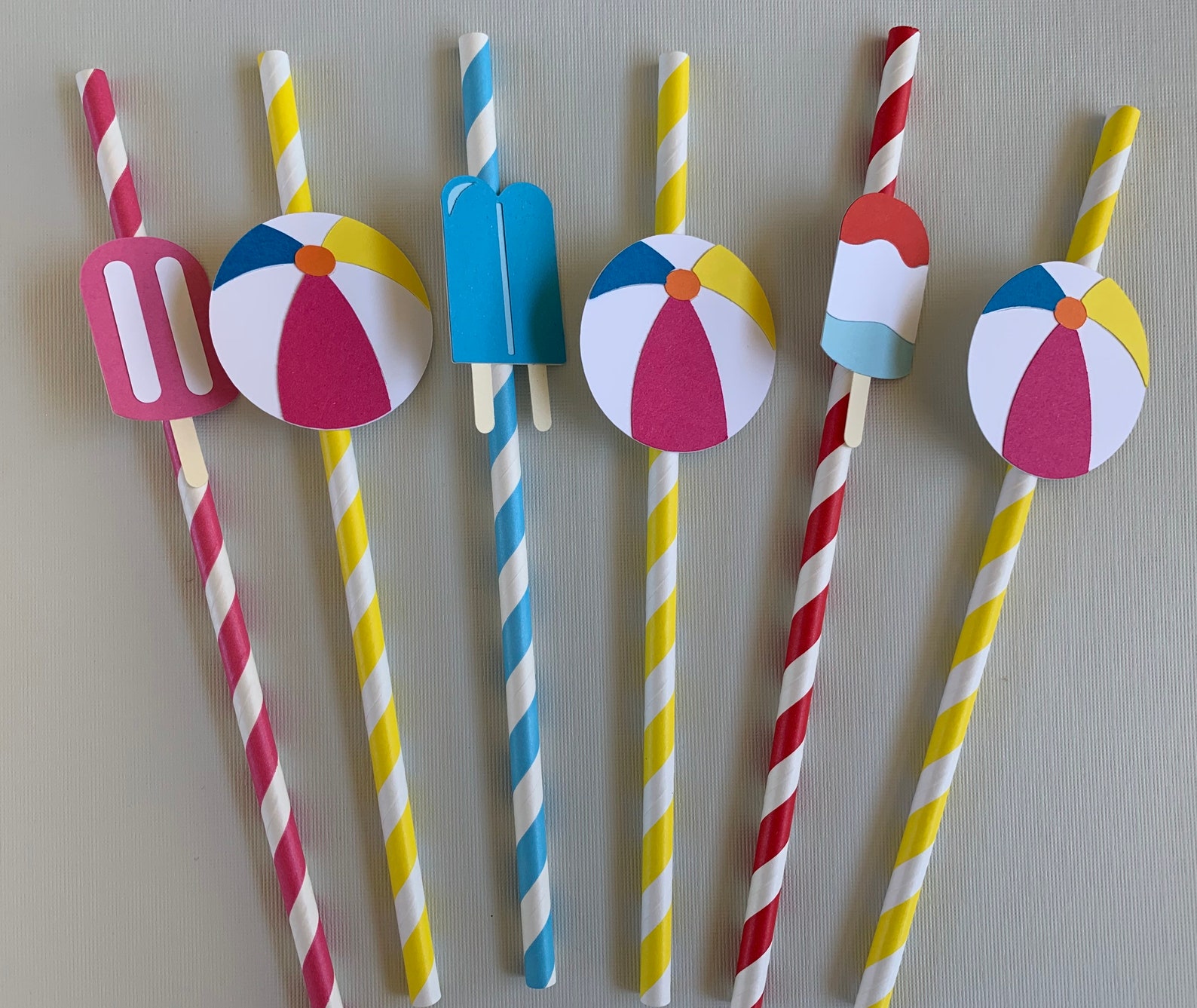 Beach Ball & Popsicle Paper Straws - Etsy