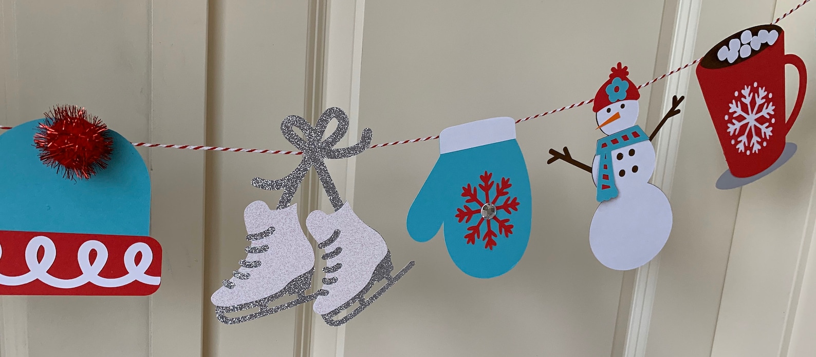Winter Garland With Snowman, Ice Skates, Hot Chocolate, Mittens ...