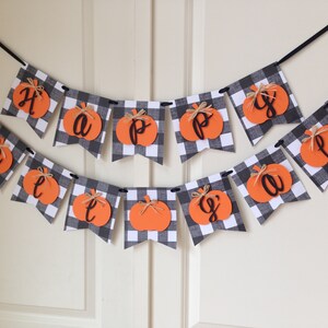 Black and White Buffalo Plaid Fall Pumpkin Banner - Etsy