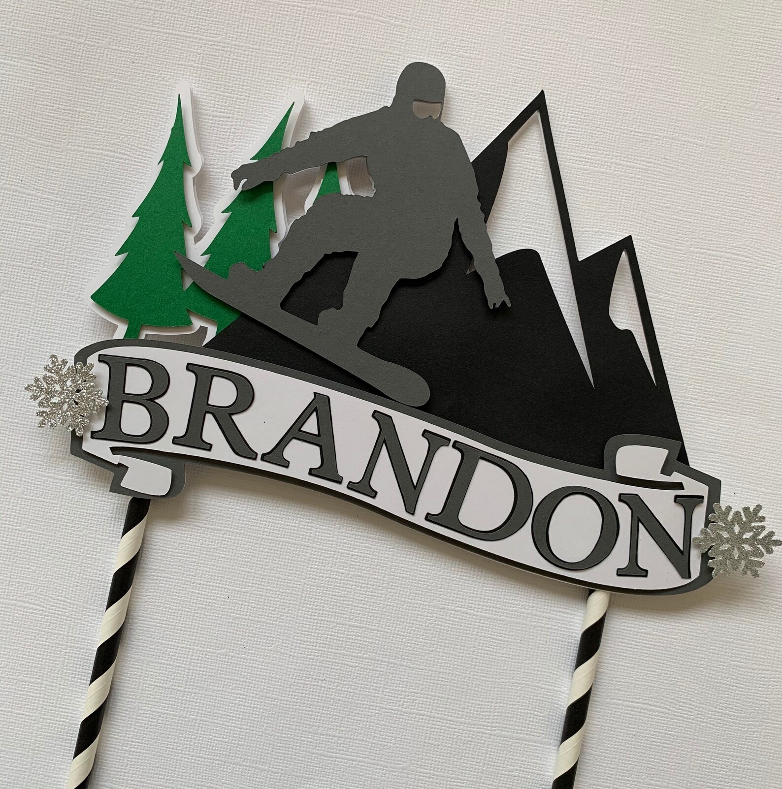 Snowboard Cake Topper With Personalized Name. | Etsy
