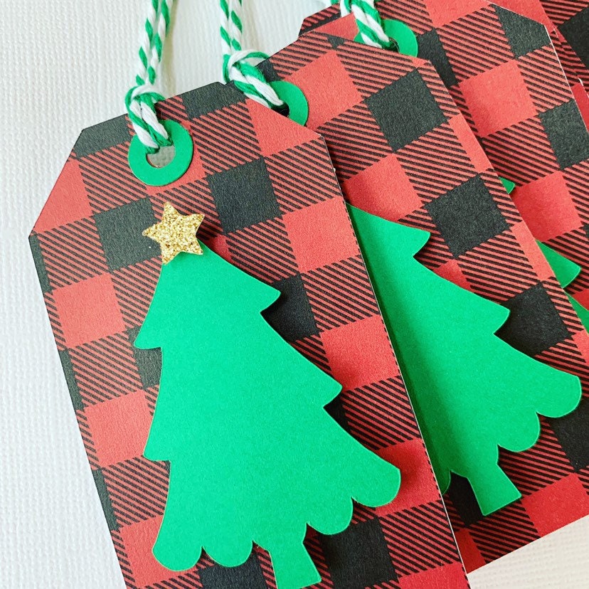 Buffalo Check Christmas Tree Gift Tags - Etsy