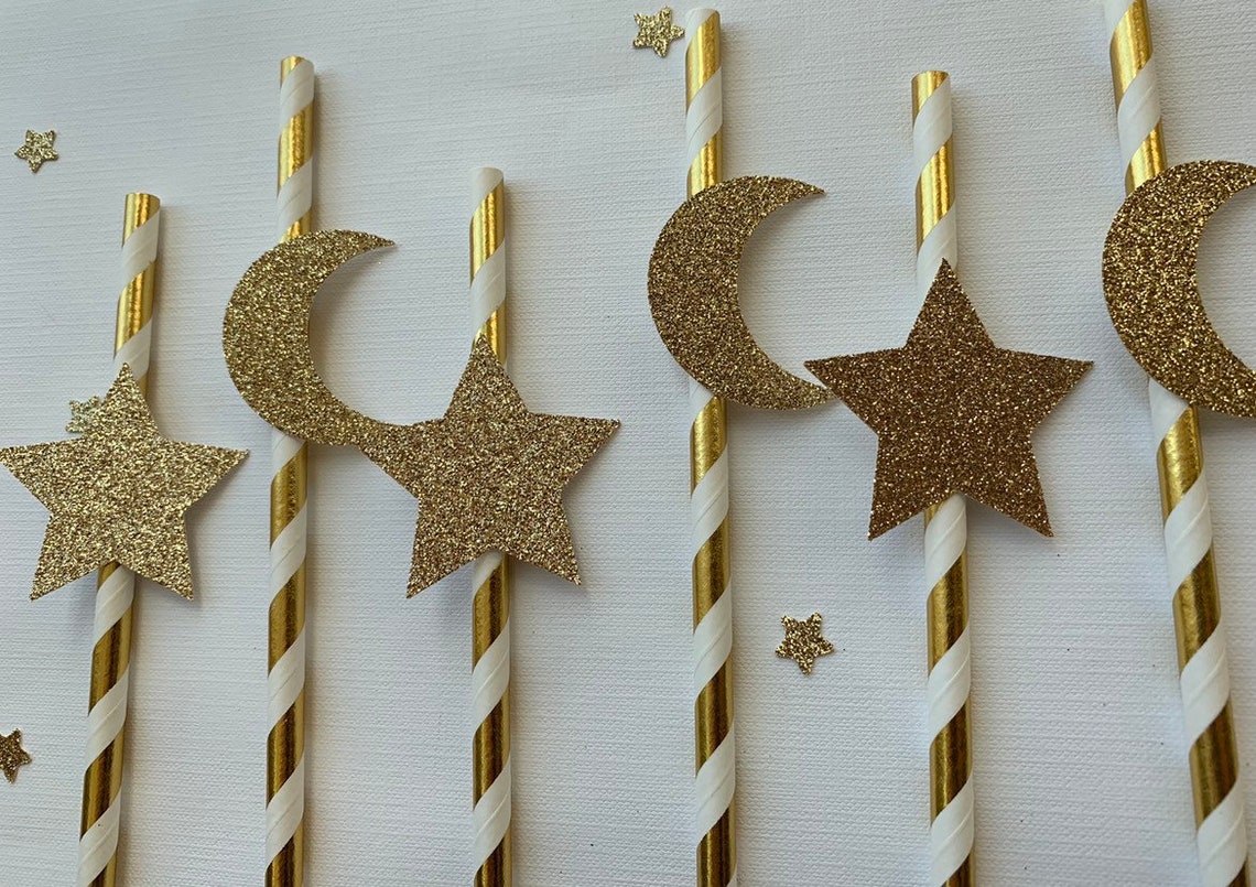 Cresent Moon and Stars Paper Straws - Etsy Hong Kong