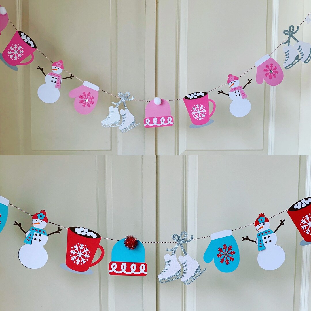 Winter Garland With Snowman, Ice Skates, Hot Chocolate, Mittens ...