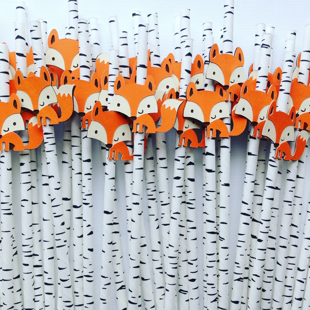Woodland Fox Birch Wood Paper Straws - Etsy