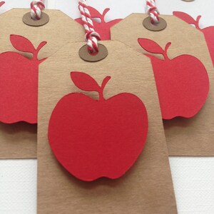 Red Apple Party Favor Tags/gift Tags - Etsy