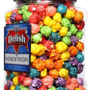 Gourmet Rainbow Colored Popcorn by It's Delish, 16 Oz Jumbo Container ...