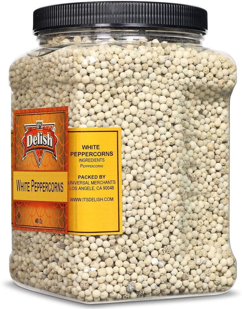 Whole White Peppercorns by It's Delish – 40 OZ (2.5 LBS) Jumbo Reusable ...