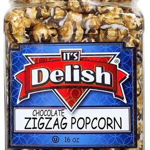 Gourmet Chocolate Drizzle Zigzag Popcorn by It's Delish 16 Oz 1 Lb ...