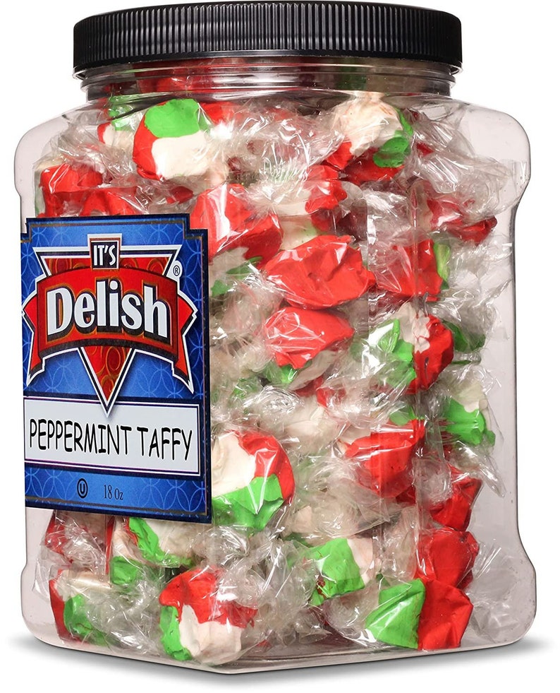 Christmas Peppermint Taffy Chews by It's Delish, 18 Oz Jumbo Reusable ...