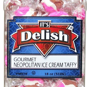 Neapolitan Ice Cream Taffy Chews by It's Delish, 18 Oz Jumbo Container ...