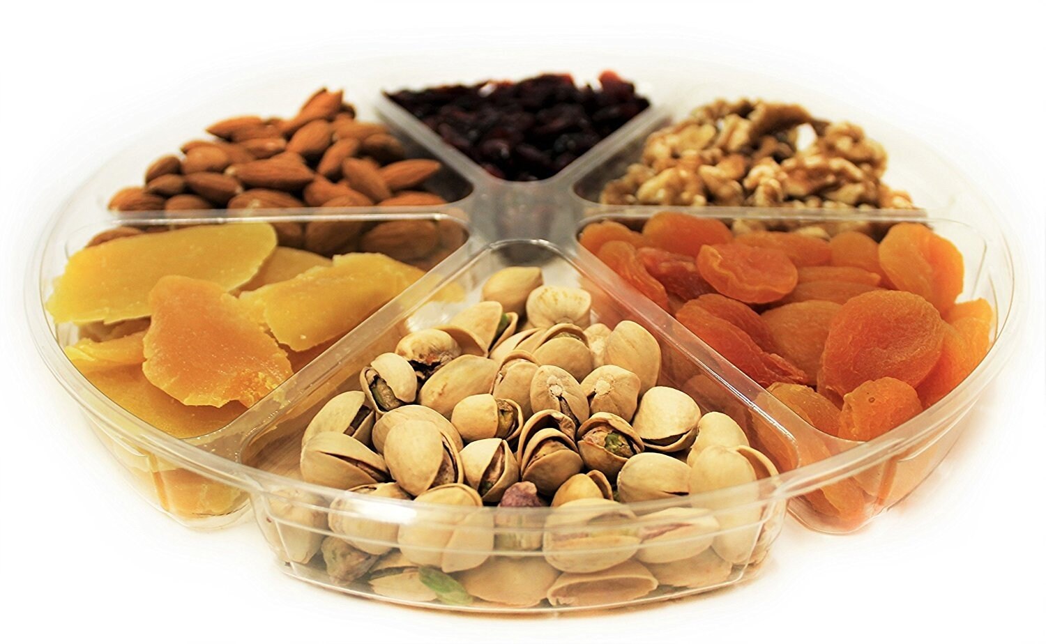 Gourmet Fresh Nuts & Dried Fruit Variety Large Gift Tray 6-section ...