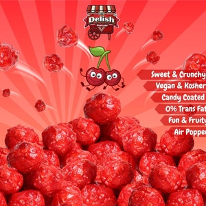 Gourmet Red Cherry Flavored Popcorn by It's Delish, 16 Oz Jumbo ...