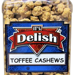 Gourmet Toffee Coated Cashews by Its Delish - 2.3 LBS Jumbo Reusable ...
