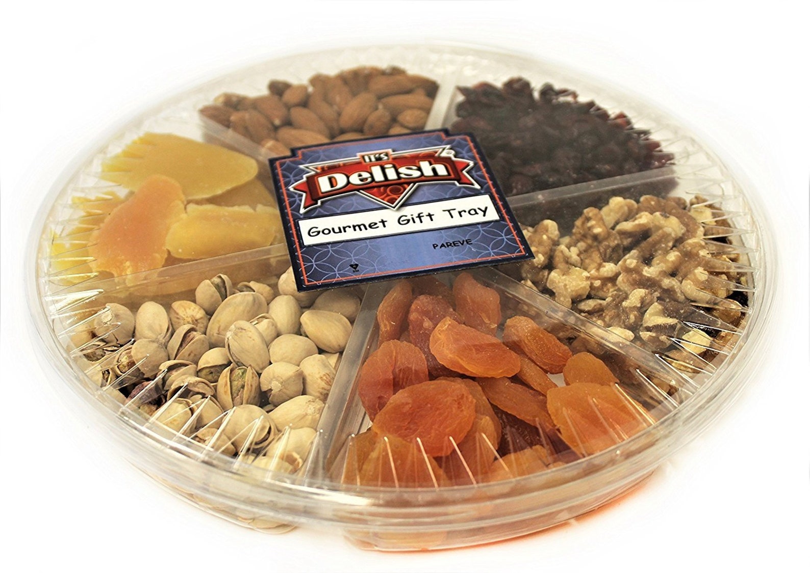 Gourmet Fresh Nuts & Dried Fruit Variety Large Gift Tray 6-section ...