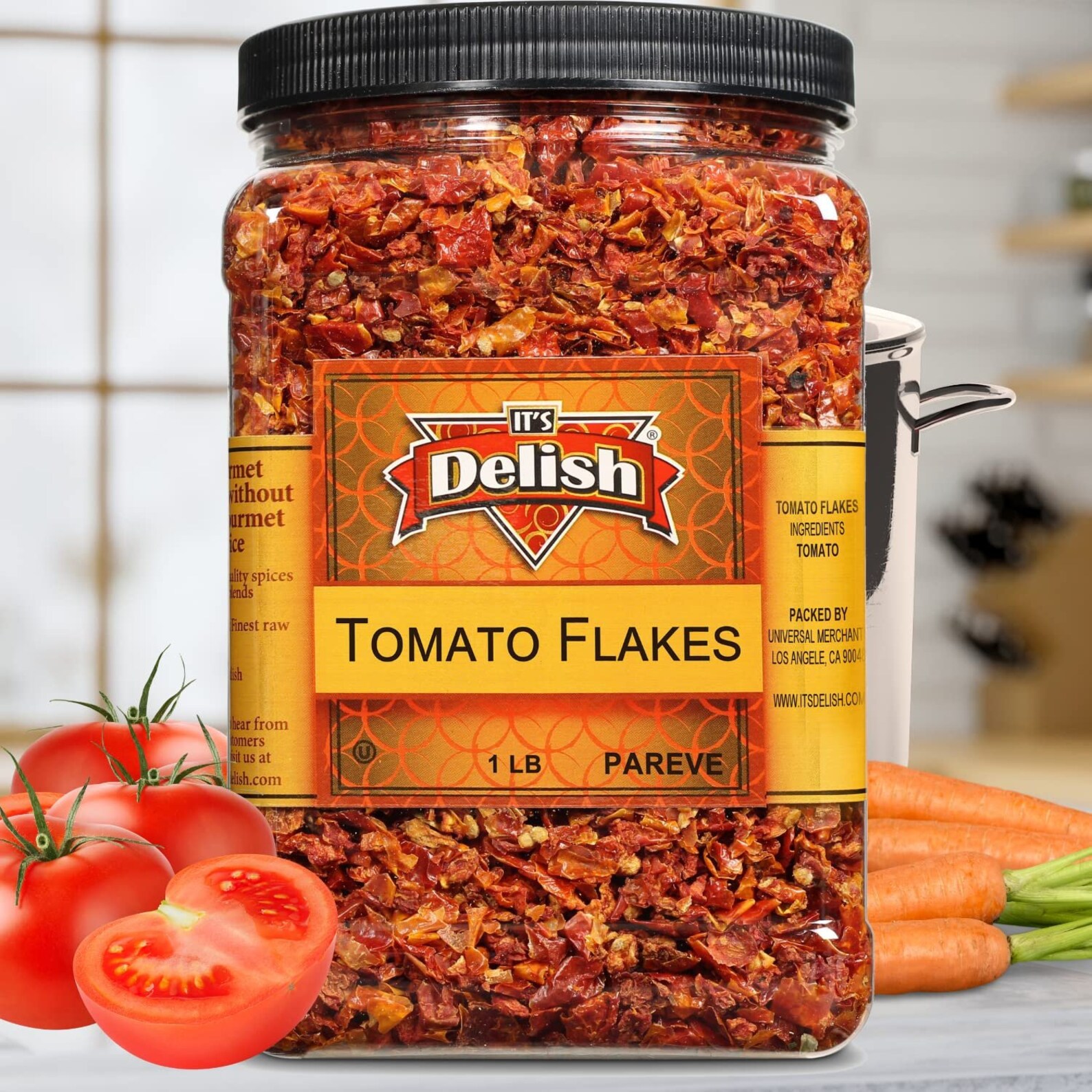 Premium Dried Tomato Flakes by Its Delish 16 OZ Jumbo Reusable ...