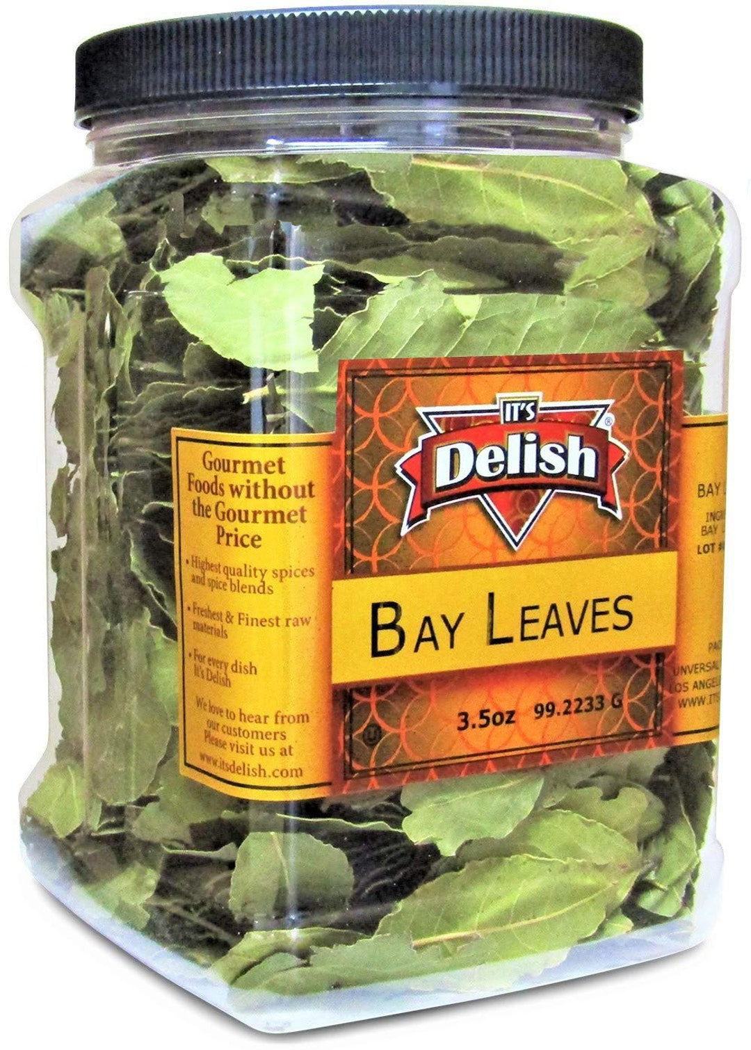 Gourmet Dried Whole Bay Leaves by Its Delish - 3.5 OZ Jumbo Reusable ...