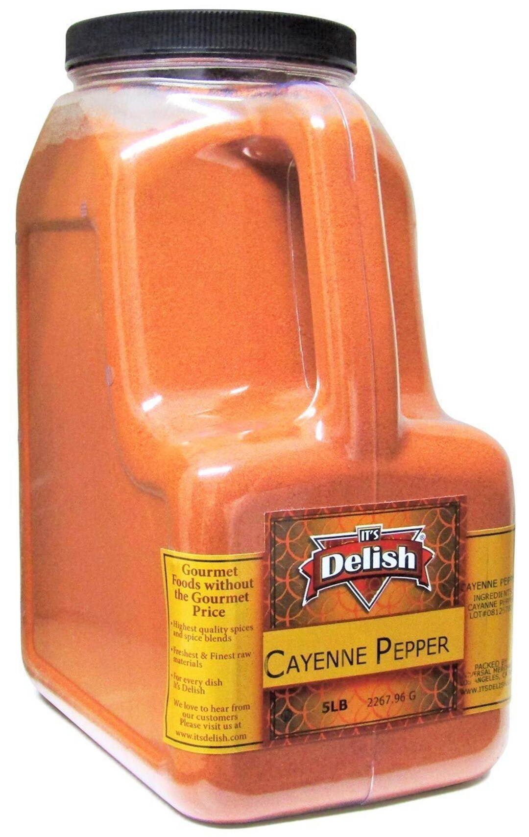 Cayenne Pepper Powder by It’s Delish, 5 LBS Restaurant Gallon Size Jug ...