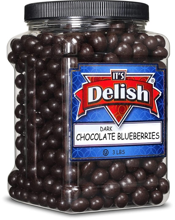 Gourmet Dark Chocolate Covered Blueberries by It s Delish 3 LBS Jumbo Container Jar Bulk Chocolate Coated Dried Fruit Etsy UK