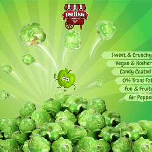 Gourmet Green Apple Flavored Popcorn by It's Delish, 16 Oz Jumbo ...