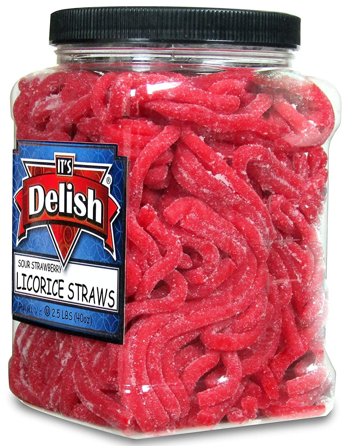 Sour Strawberry Licorice Straws by Its Delish, 2.5 LBS 40 Oz Jumbo ...