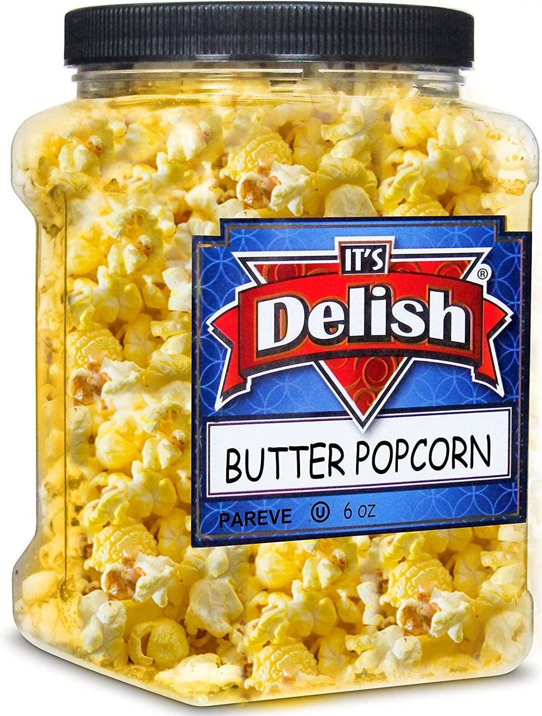 Gourmet Butter Popcorn by It's Delish, 6 Oz Reusable Jumbo Container ...