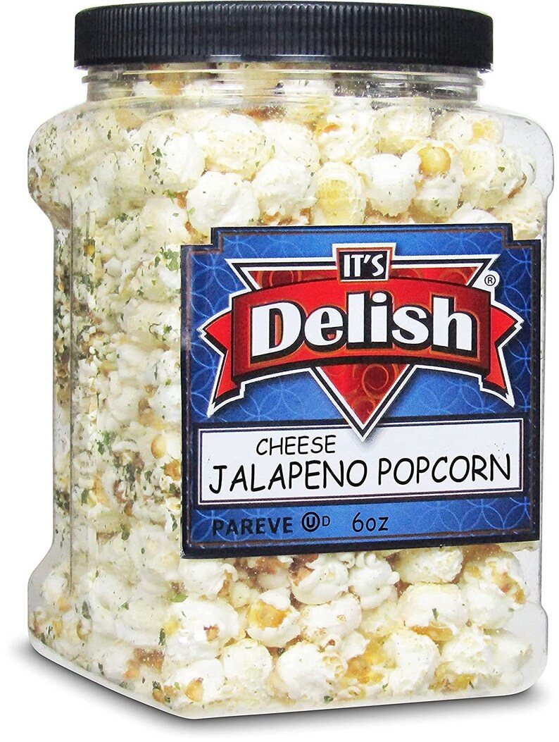 Gourmet Jalapeno Popcorn by It's Delish, Bulk 6 Oz Jumbo Container (jar ...