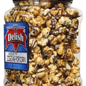 Gourmet Chocolate Drizzle Zigzag Popcorn by It's Delish 16 Oz 1 Lb ...