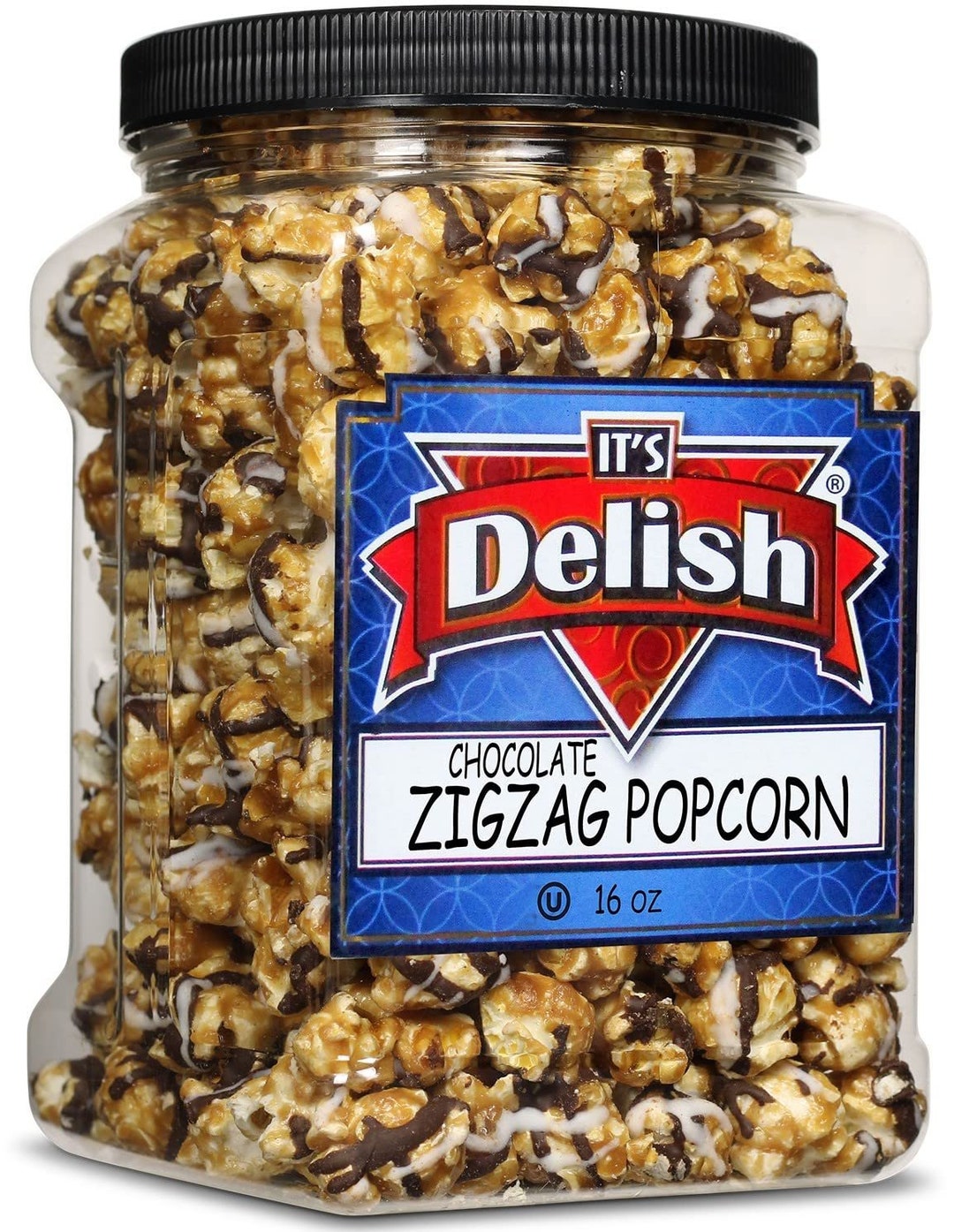 Gourmet Chocolate Drizzle Zigzag Popcorn by It's Delish – 16 Oz (1 Lb ...