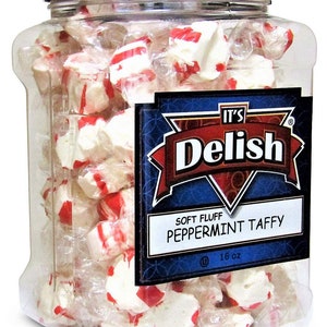 Soft Fluff Peppermint Taffy Chews – 16 Oz Jumbo Reusable Container - Etsy