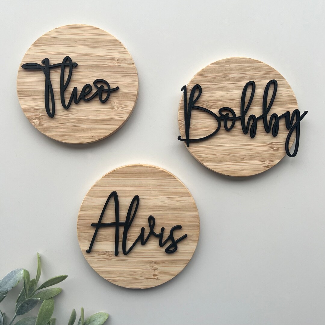 Round Name Plate animal Name Made of Wood, 12 Cm Diameter - Etsy