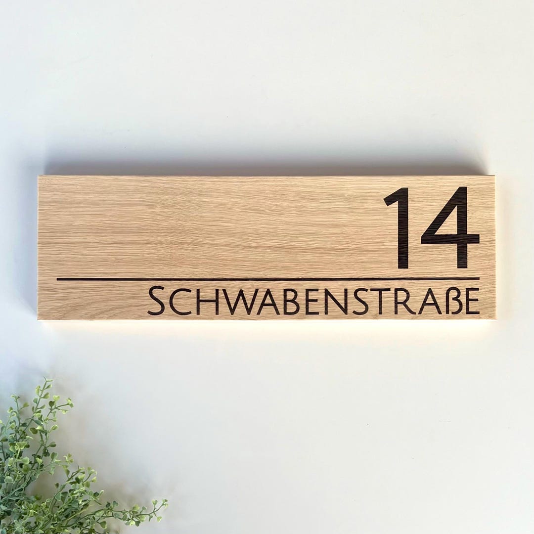 House Number Plate With Street street and House Number Front Door Wood ...