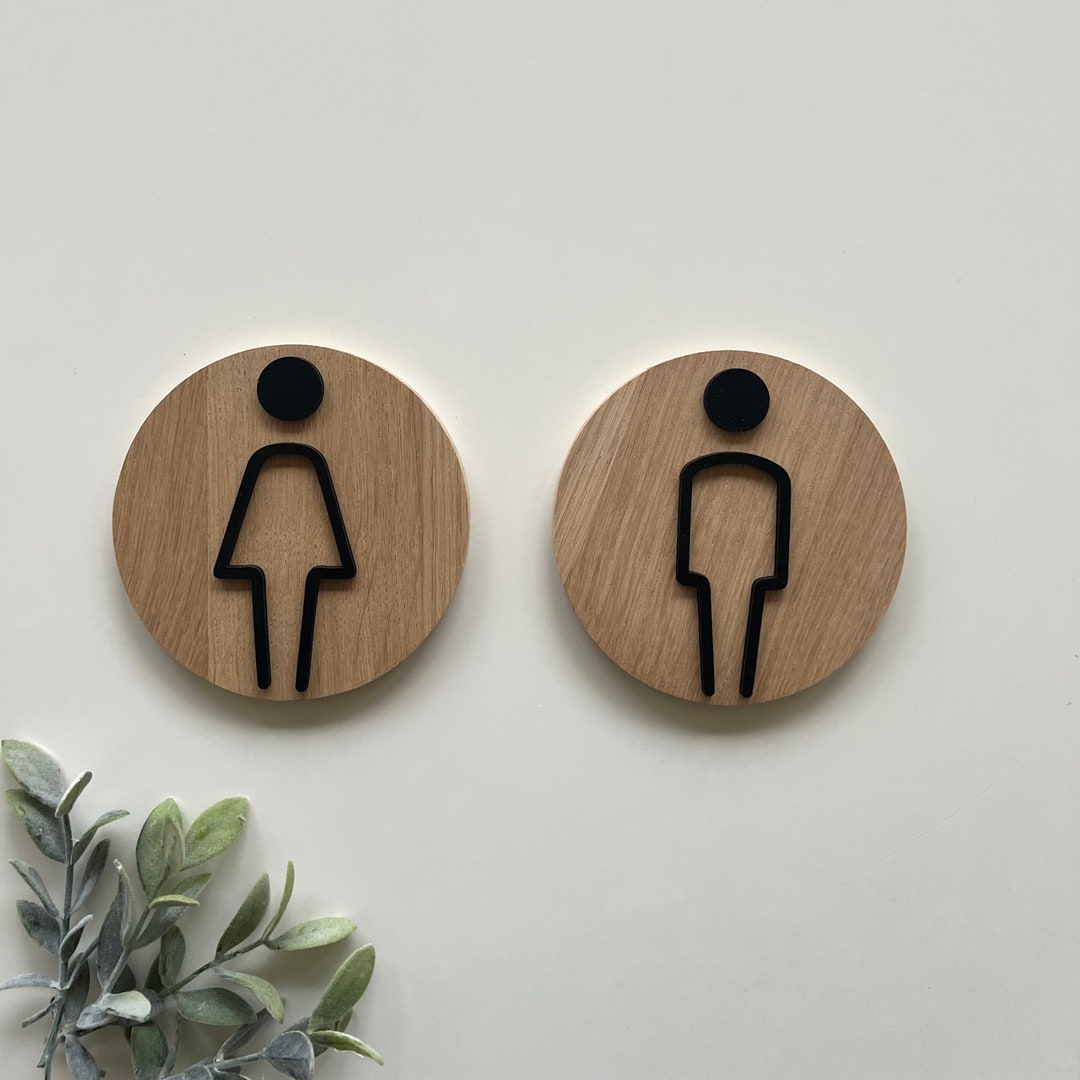 Oak Toilet Signs Modern Toilet Signs for the Office and Home - Etsy UK