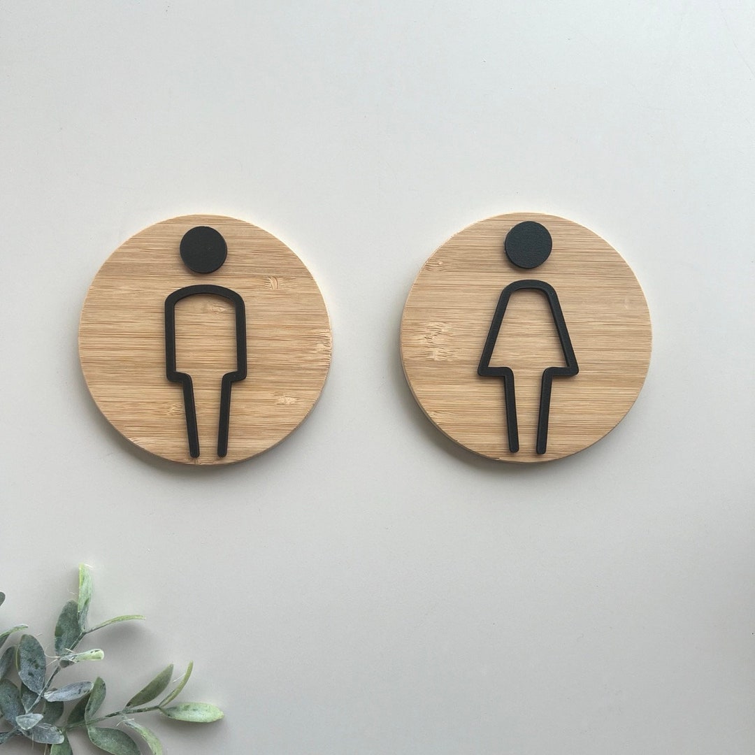 Bamboo Toilet Signs Modern Toilet Signs for the Office and Home - Etsy